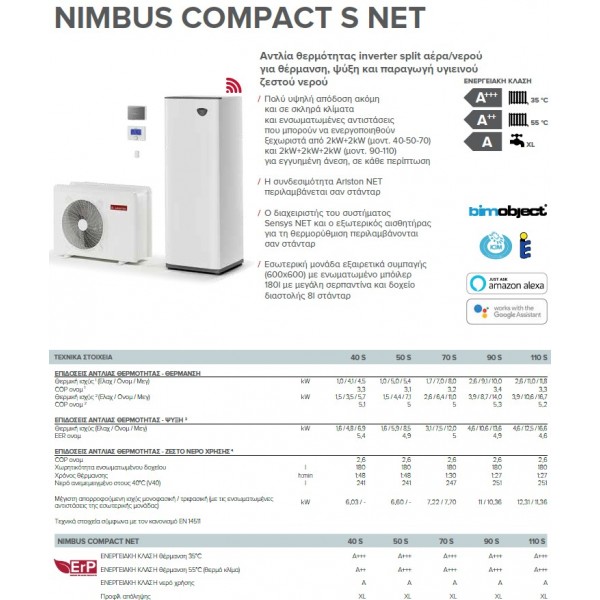 ARISTON NIMBUS COMPACT 90 S NET 14KW ΜΟΝΟΦΑΣΙΚΗ ΑΝΤΛΙΑ ΘΕΡΜΟΤΗΤΑΣ ΤΥΠΟΥ ...